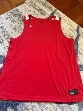Jordan | Shirts | Jordan Red Mens Basketball Tank With White Shoulder ...